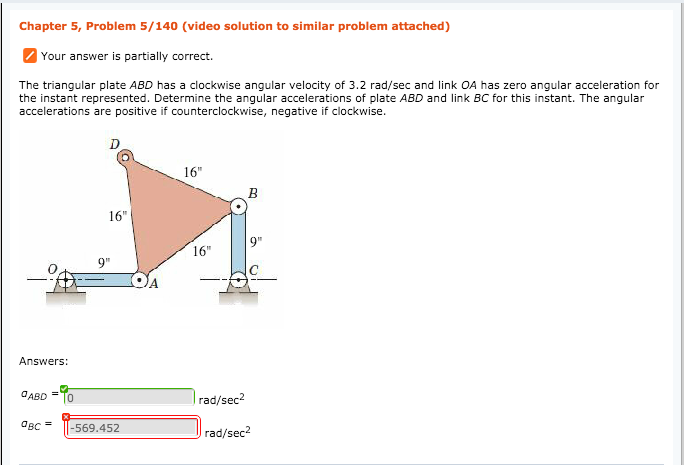 Solved The triangular plate ABD has a clockwise angular | Chegg.com