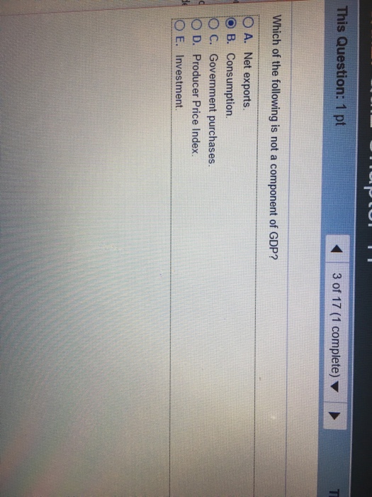Solved Which of the following is not a component of GDP? | Chegg.com