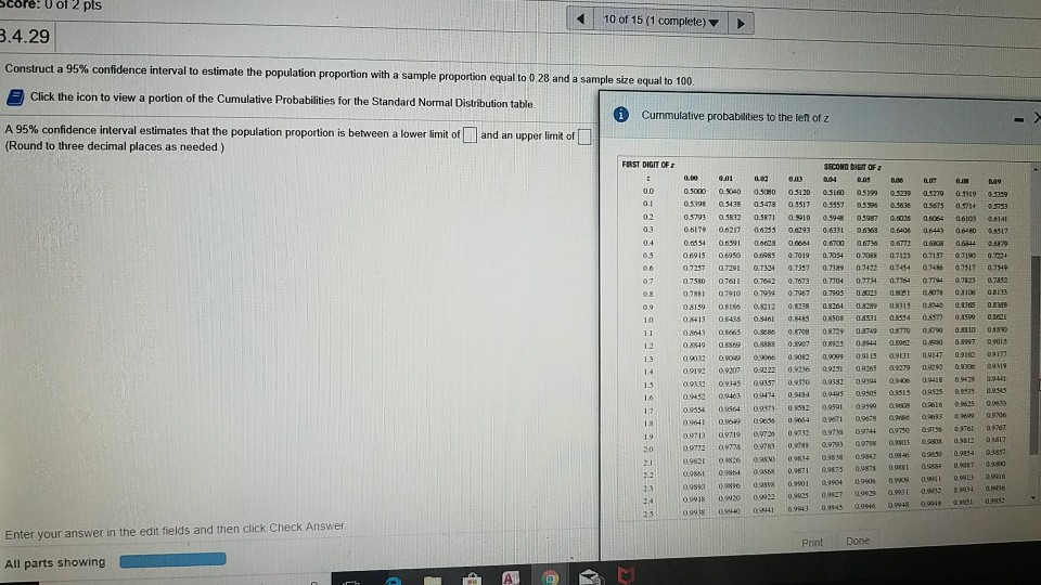 Solved core:0 of 2 pts .4.29 Construct a 95% confidence | Chegg.com