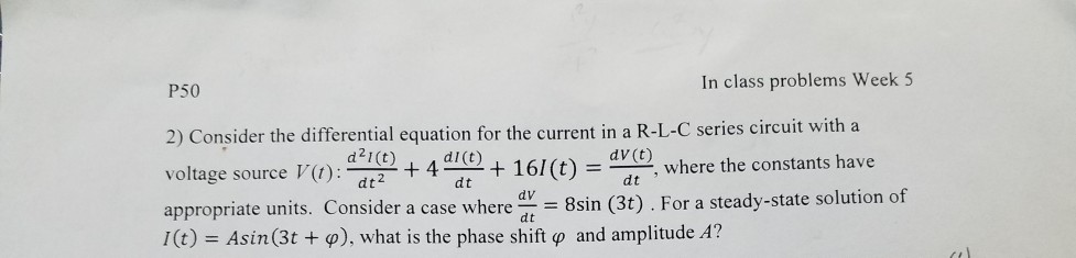 Solved In class problems Week 5 P50 2) Consider the | Chegg.com