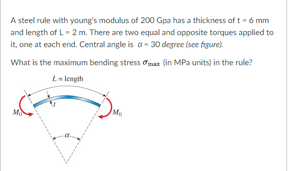 Solved A steel rule with young's modulus of 200 Gpa has a | Chegg.com