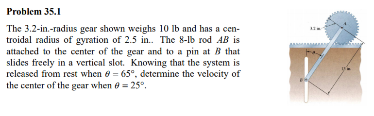 Solved Problem 35.1 The 3.2-in.-radius gear shown weighs 10 | Chegg.com