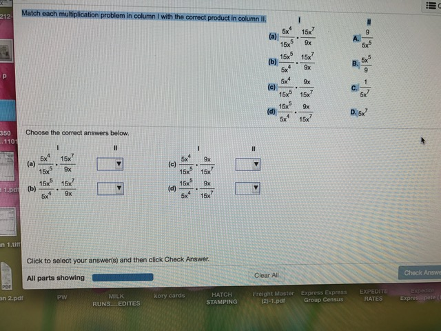 Solved Match each multiplication problem in column I with | Chegg.com