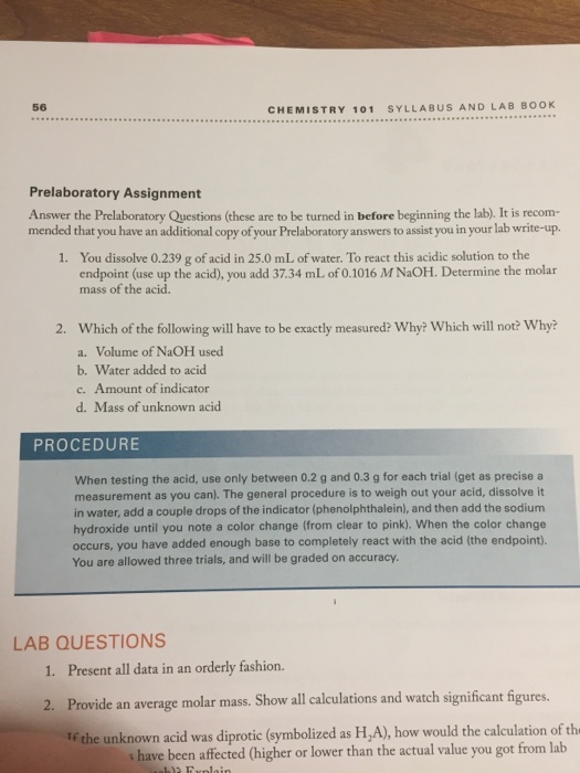 Solved Prelaboratory Assignment Answer the Prelaboratory | Chegg.com