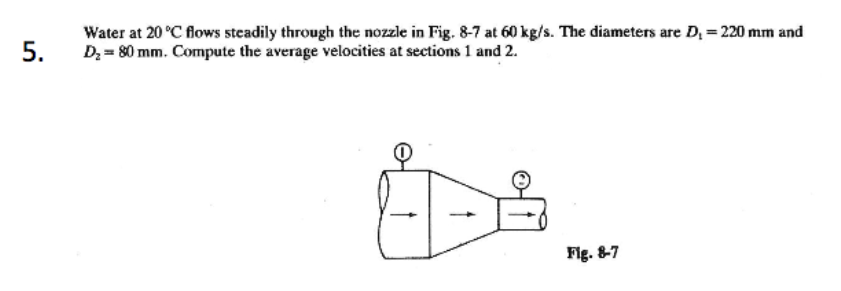 Solved 5· water at 20 °C flows steadily through the nozzle | Chegg.com