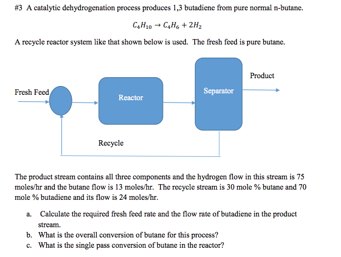 Solved #3 A catalytic dehydrogenation process produces 1,3 | Chegg.com