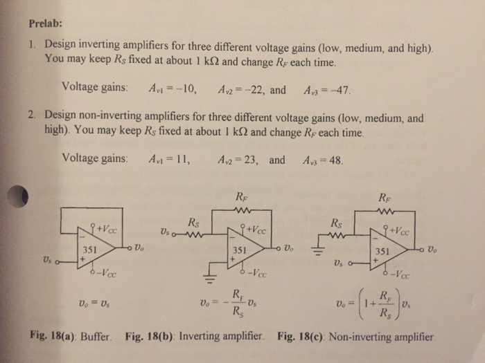 Solved Design inverting amplifiers for three different | Chegg.com