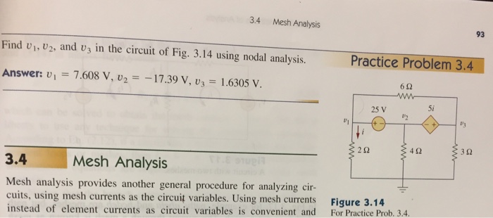 Solved 3.4 Mesh Analysis 1, v2, and v3 in the circuit of | Chegg.com