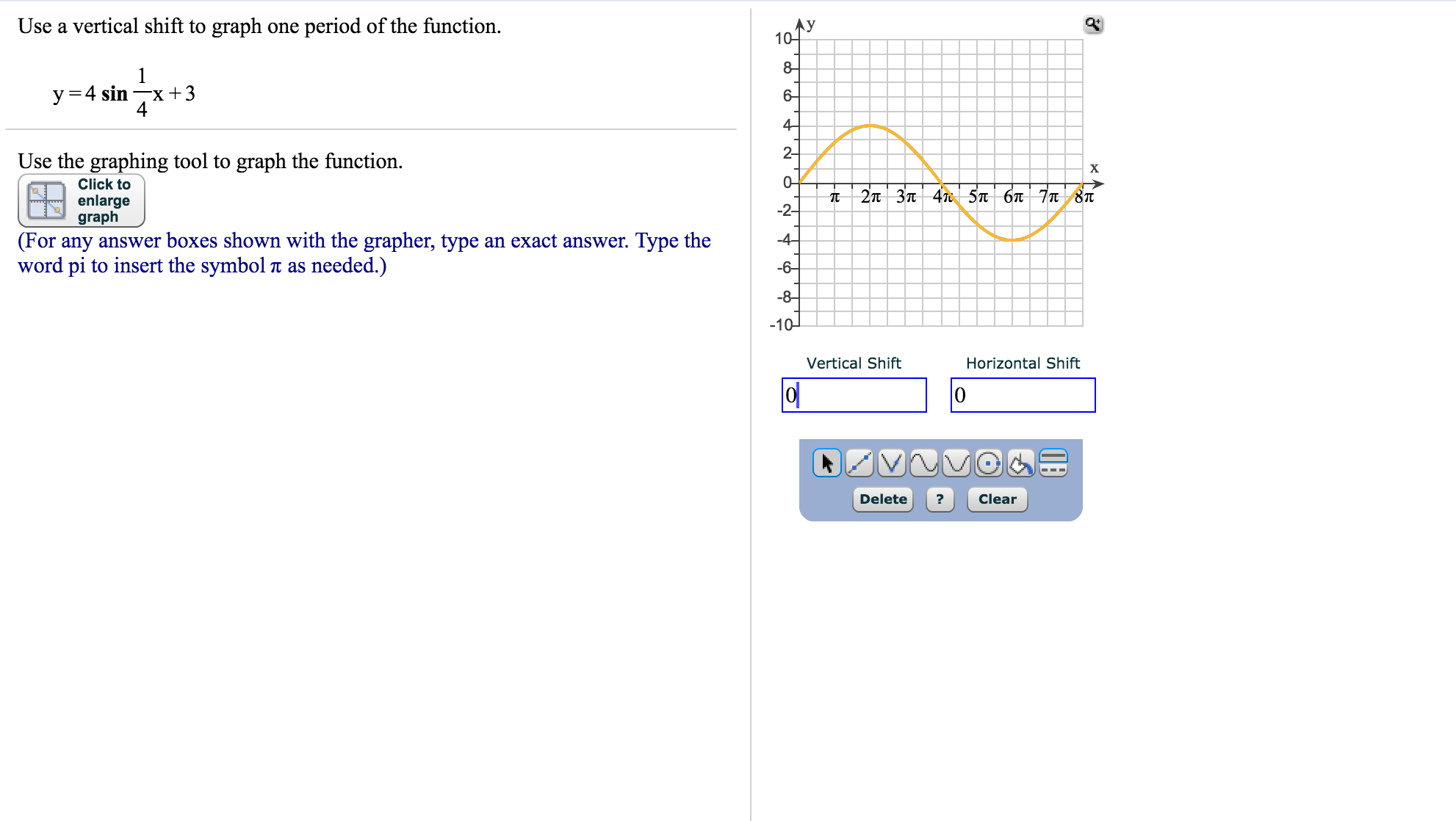 Solved Use a vertical shift to graph one period of the | Chegg.com