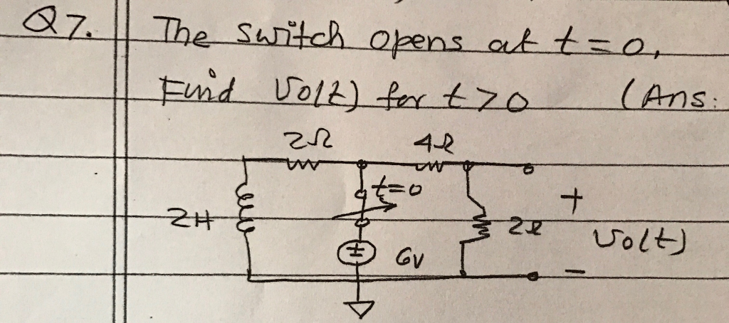 Solved The switch opens at t = 0, Find V_0 (t) for t > 0 | Chegg.com