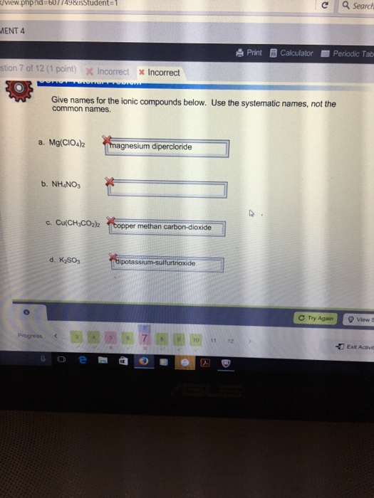 Solved Give names for the ionic compounds below. Use the | Chegg.com