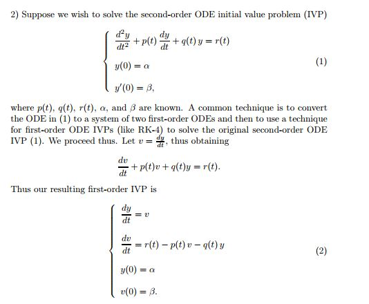 Solved How Do I Use The Runge Kutta Method Rk 4 To Solve