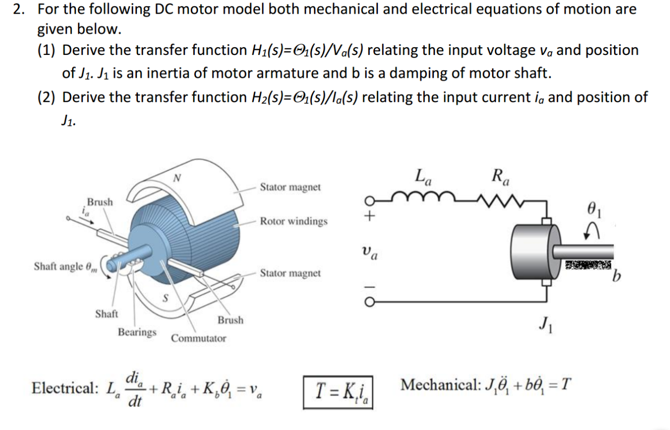 For the following DC motor model both mechanical and | Chegg.com