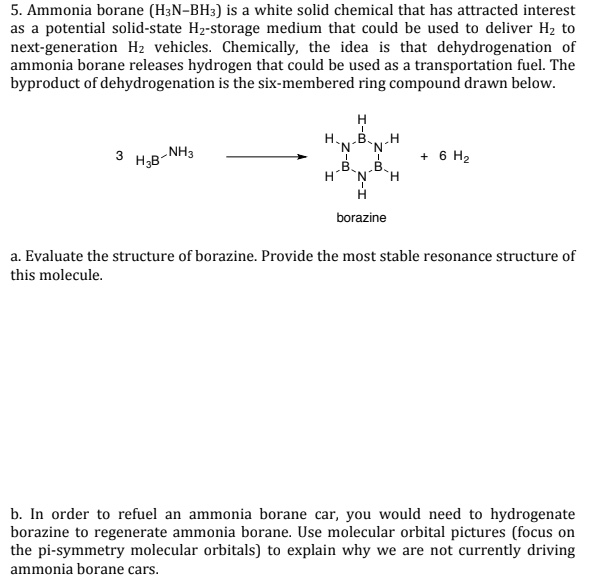 Solved 5. Ammonia borane (H3N-BH3) is a white solid chemical | Chegg.com