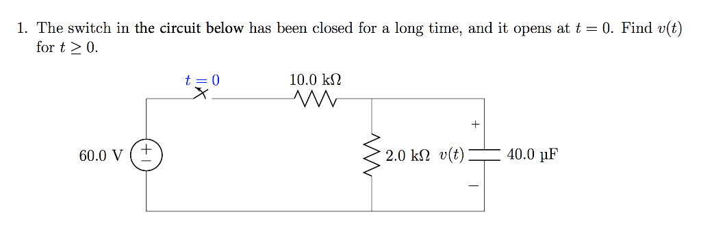 Solved The switch in the circuit below has been closed for a | Chegg.com