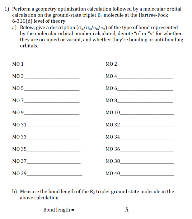 1) Perform a geometry optimization calculation | Chegg.com