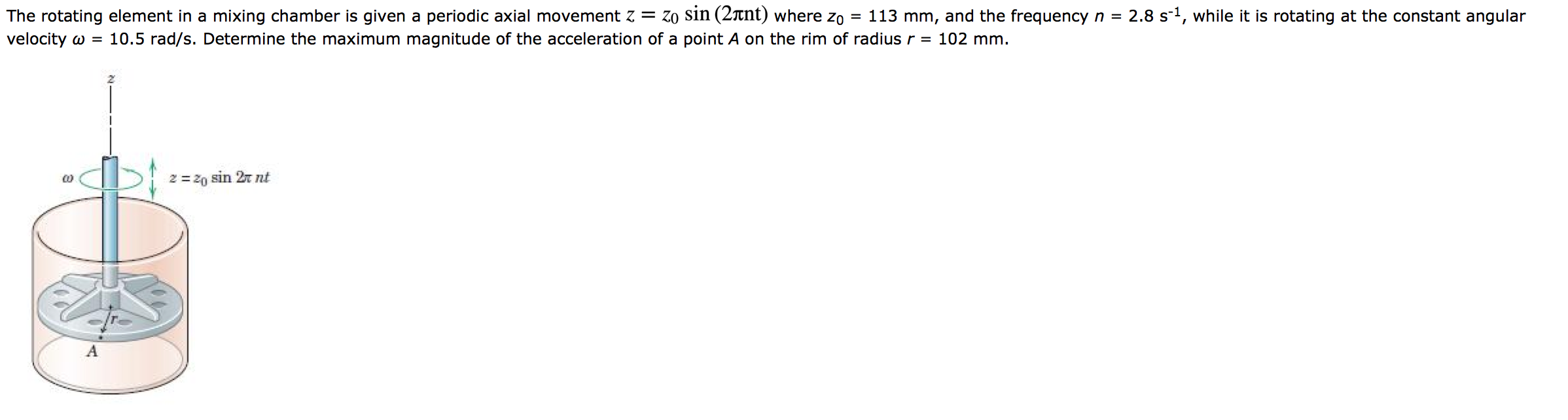 Solved The rotating element in a mixing chamber is given a | Chegg.com