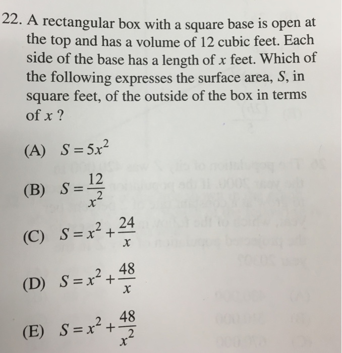 Solved 22. A rectangular box with a square base is open at | Chegg.com