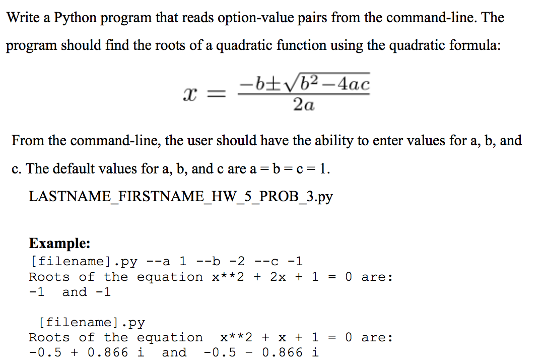 Solved Write a Python program that reads option-value pairs | Chegg.com