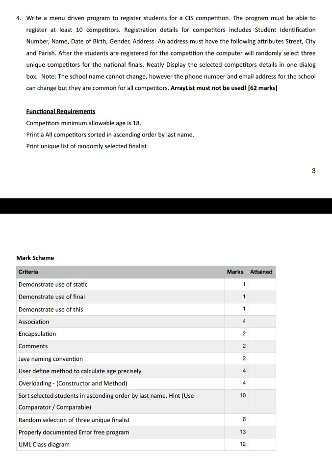 Solved 4. Write a menu driven program to register students | Chegg.com