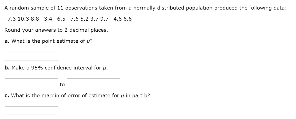 Solved A Random Sample Of 11 Observations Taken From A
