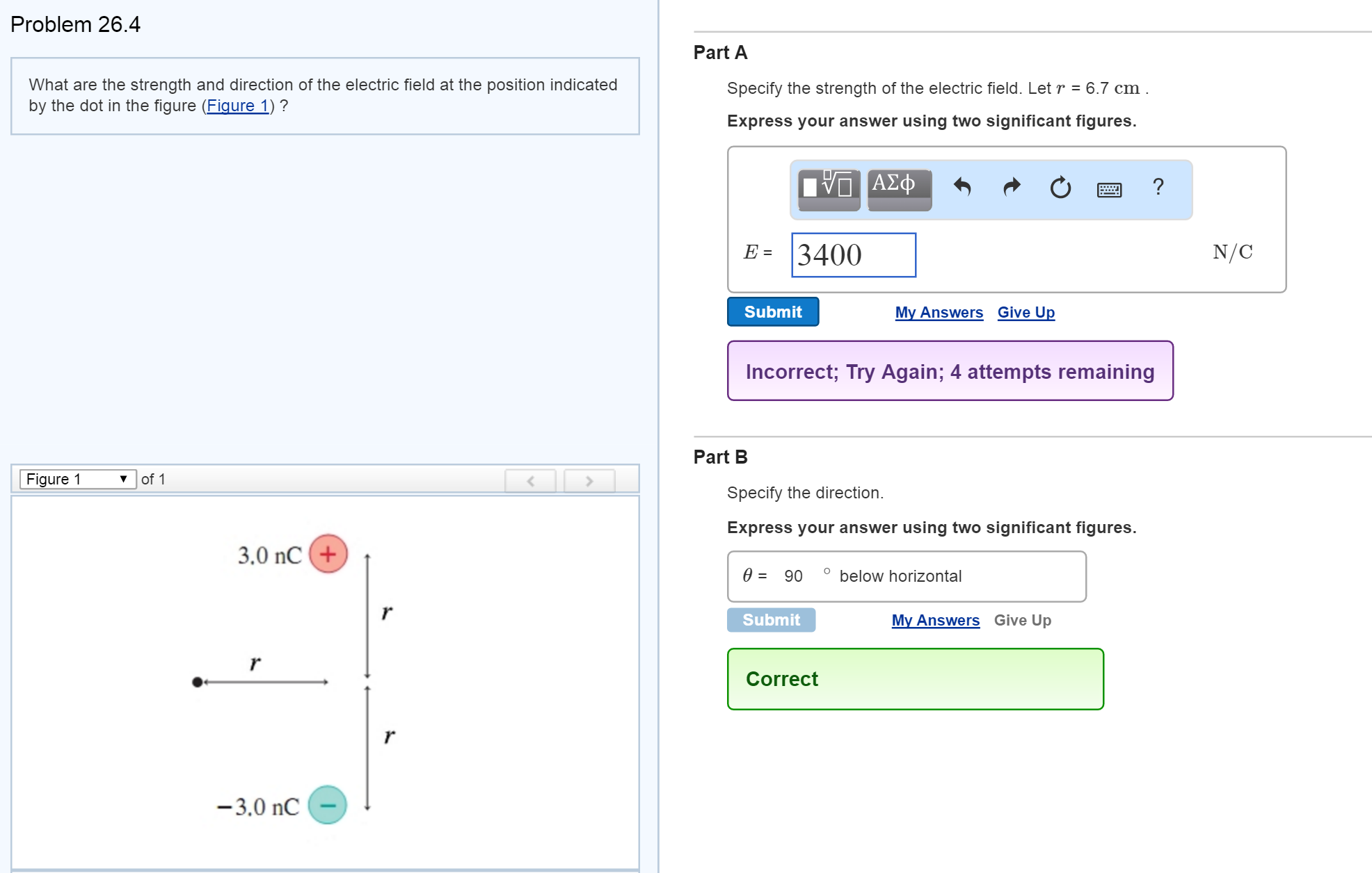 Solved What are the strength and direction of the electric | Chegg.com