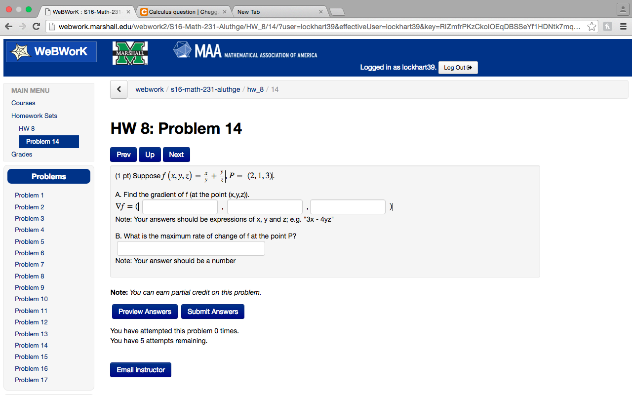 Solved Suppose f (x, y, z) = x/y + y/z| P = (2,1,3)|. Find | Chegg.com Solved Suppose f (x, y, z) = x/y + y/z| P = (2,1,3)|. Find | Chegg.com