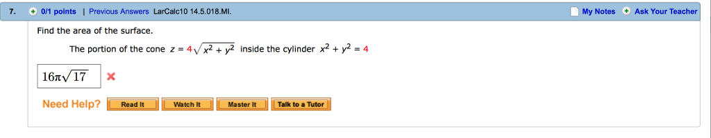 Solved Find the area of the surface. The portion of the | Chegg.com