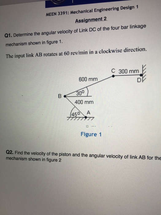 Solved Determine the angular velocity of Link DC of the four | Chegg.com