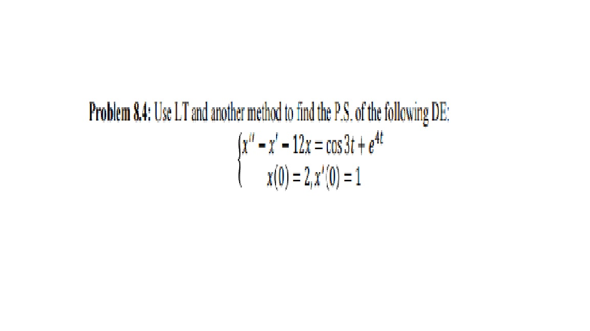 Solved Use LT and another method to find the P.S of the | Chegg.com