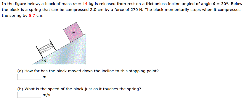 Solved In the figure below, a block of mass m = 14 is | Chegg.com