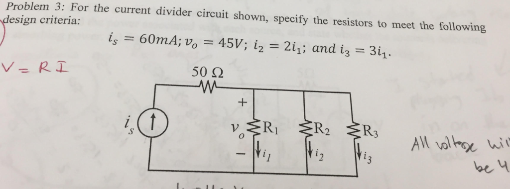 Solved Problem 3: For the current divider circuit shown, | Chegg.com