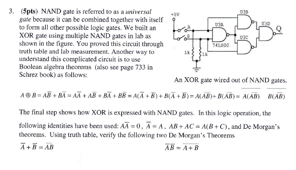 Solved +5V UZA U3A LAB U3C 3. (5pts) NAND gate is referred | Chegg.com