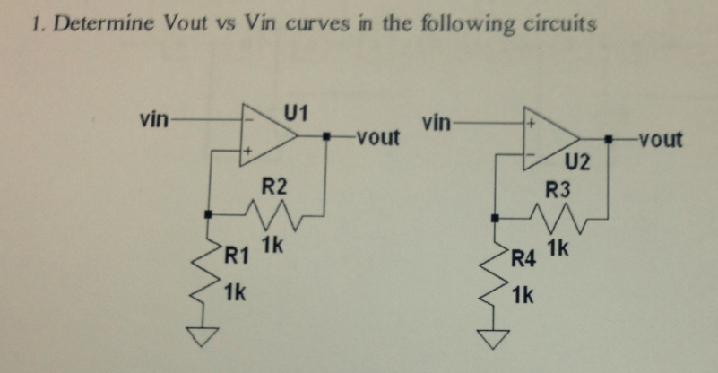 Solved Determine Vout vs Vin curves in the following | Chegg.com