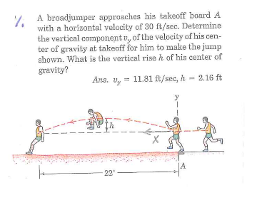 Solved A broad jumper approaches his takeoff board A with a | Chegg.com