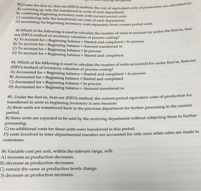 Solved Under the first-in, first-out (FIFO) method, the cost | Chegg.com