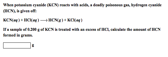 Solved When potassium cyanidc (KCN) reacts with acids, a | Chegg.com