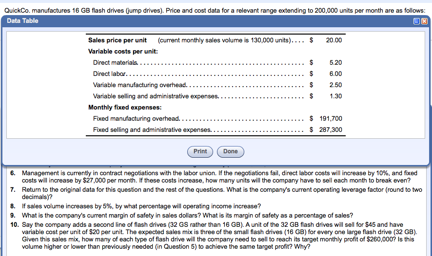 Solved QuickCo. manufactures 16 GB flash drives Gump | Chegg.com