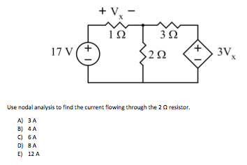 Solved Use nodal analysis to find the current flowing | Chegg.com