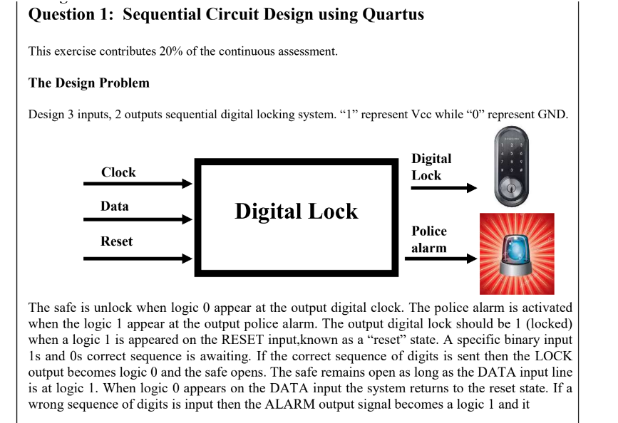 Question 1: Sequential Circuit Design using Quartus | Chegg.com