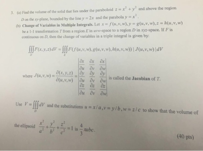 Solved Find the volume of the sohd that lies under the | Chegg.com