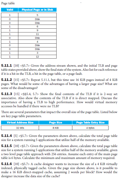 As described in Section 5.7, virtual memory uses a | Chegg.com