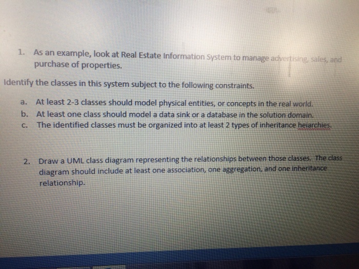 As an example, look at Real Estate Information system | Chegg.com