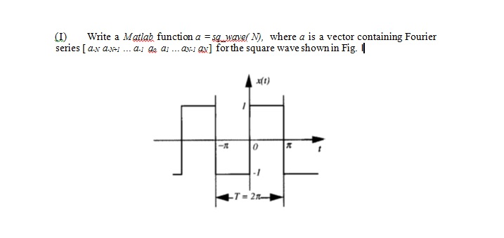 Solved Write a Matlab function a = sq_wave (N), where a is a | Chegg.com