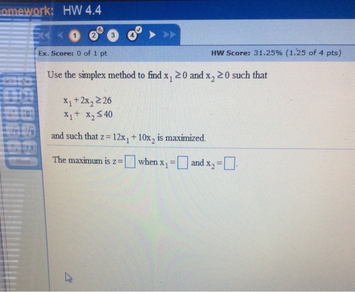 Solved Use the simplex method to find x1 > = 0 x2 > = 0 | Chegg.com