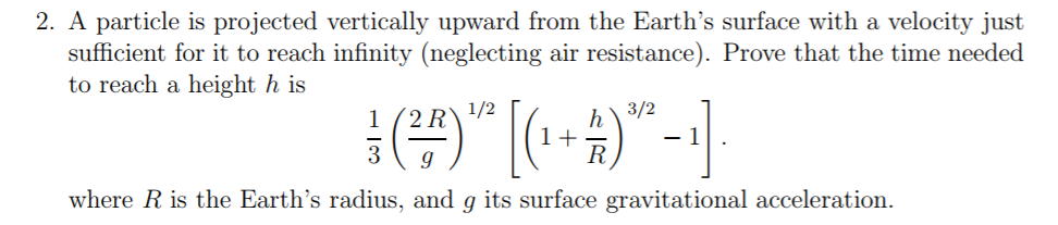 Solved 2. A particle is projected vertically upward from the | Chegg.com