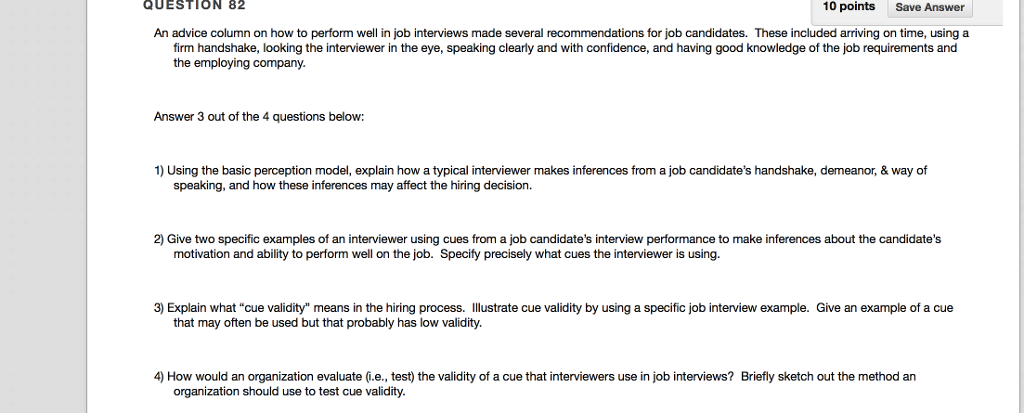 Solved An advice column on how to perform well in job | Chegg.com