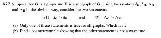 Solved A27 Suppose that G is a graph and H is a subgraph of | Chegg.com