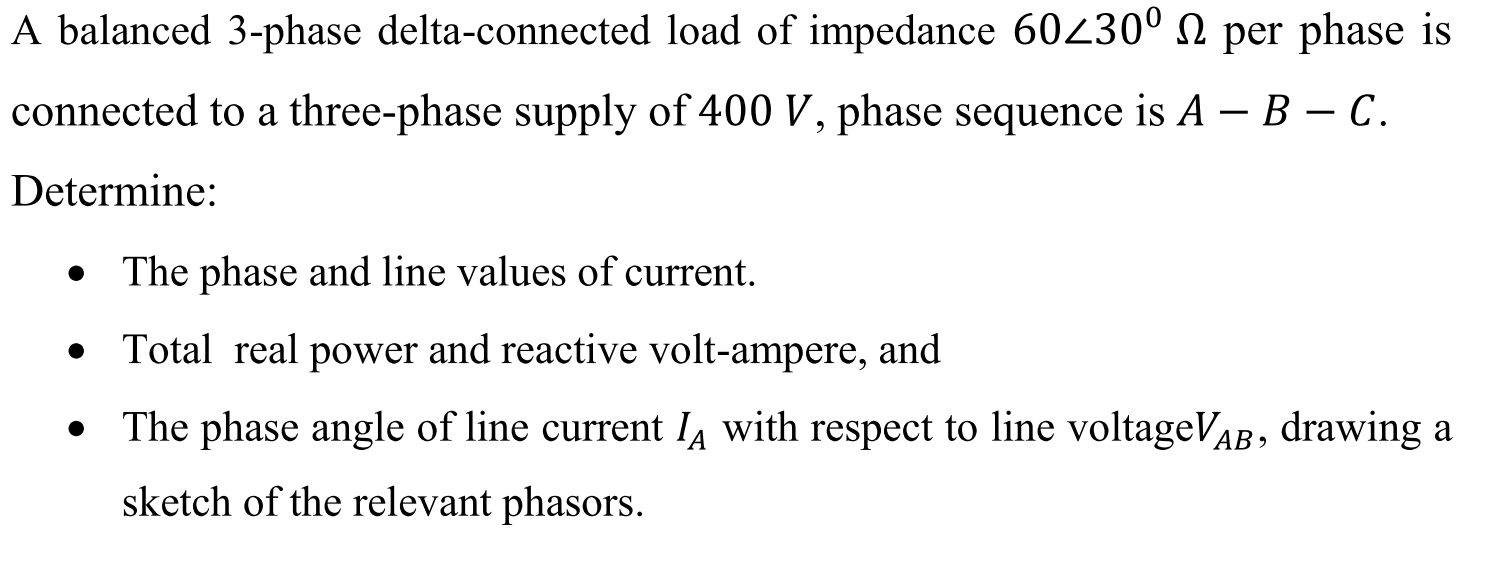 Solved A Balanced 3 Phase Delta Connected Load Of Impedance