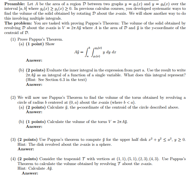 Solved You are tasked with proving Pappus's Theorem: The | Chegg.com